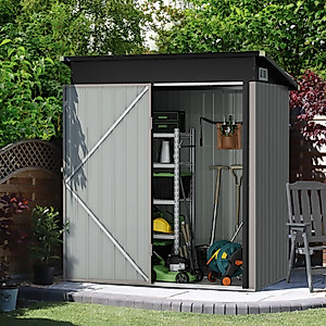 oneinmil Storage Shed 3.0'x4.9' Outdoor Garden Storage Shed, Galvanized Steel Metal Garden Shed with Air Vent Utility Tool Storage House for Garden, Backyard, Patio, Lawn