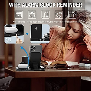 Wireless Charging Station, SLITINTO 3 in 1 Wireless Charger Stand for iPhone 14/13/12 Pro Max/XR/XS, Wireless Charging Dock Pad for Apple Watch 8/7/6/5/4/3/2/SE, AirPods 3/2/Pro