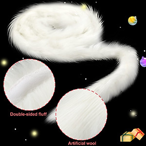White Faux Fur Trim Ribbon Christmas Trimming Furry Ribbon Fur Garland Trim for Christmas Tree Garlands Party Decor Holiday Santa Costume DIY (1.18 Inch x 9.84 Yards)(3.9 Inch x 11.5 Feet)