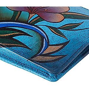 Anna by Anuschka Women's Hand Painted Genuine Leather Organizer Wallet - Denim Paisley Floral