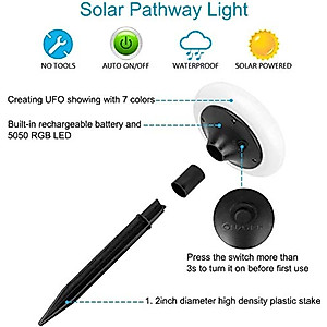 Fatpoom Colourful Solar Lights Outdoor, 7 Color Solar Pathway Lights Outdoor Garden Lights Landscape Lighting Weatherproof Auto On/Off for Garden Lawn Patio Yard Walkway Sidewalk Driveway (4Pack)