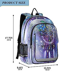 Primary Middle School Backpack Dream Catcher Bohemian Kids Book Bags for Teens Kindergarten Sturdy Waterproof Lightweight Durable Ages 6-12