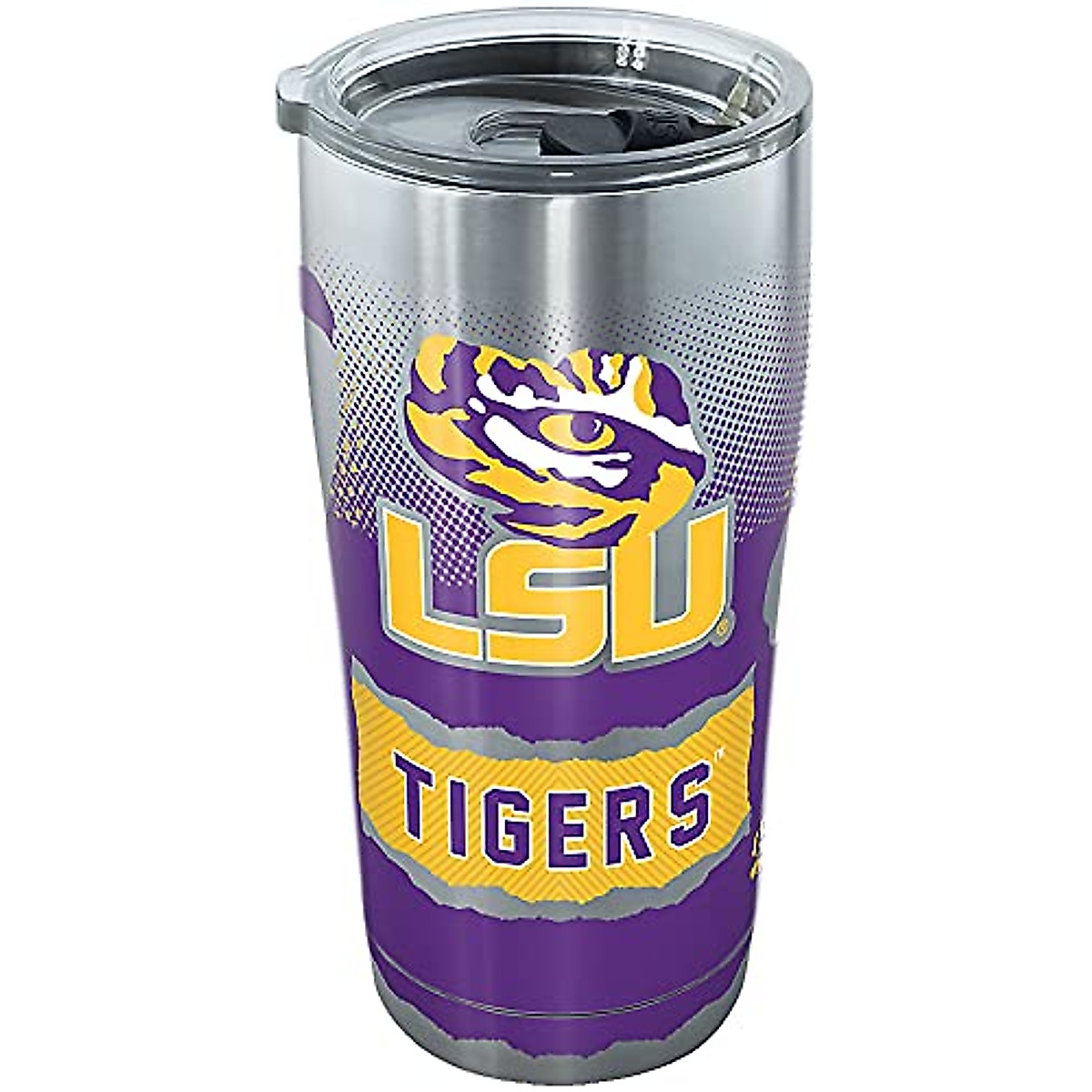 Tervis Made in USA Double Walled Louisiana State University LSU Tigers Insulated Tumbler Cup Keeps Drinks Cold & Hot, 16oz, Arctic