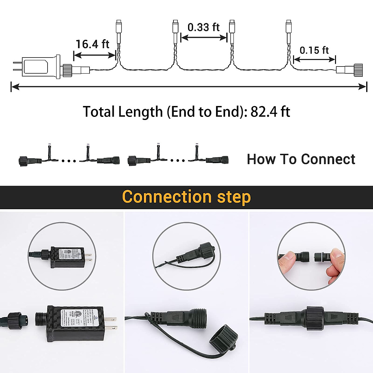 Joomer Orange Purple Halloween Lights 82FT 200 LED Connectable Halloween String Lights with 8 Modes Timer Waterproof Plug-In Orange Purple String Lights for Indoor Outdoor Halloween Decorations