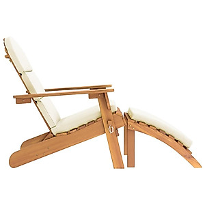 loibinfen Wooden Folding Adirondack Chair with Footrest and Cushion,Outdoor Chairs Patio Chairs Lawn Chair Wooden Patio Chair for Outside Porch Chair Fire Pit Chairs Deck Chair, -470