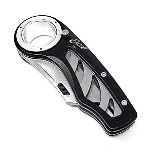 Excel Blades Revo Folding Pocket Utility Knife - Aluminum Body Heavy Duty Box Cutter with Holster, Anti-Slip Finger Loop Design Grip, Quick Change Blades and 3 Lock Positions Design, Black