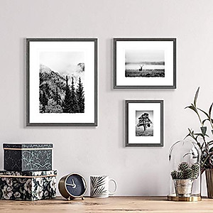 SunFlax Natural Landscape Framed Wall Art - Mysterious Forest and Wildlife Animal Pictures Wall Art Sets with Black Wooden Frames for Bathroom, Living Room, Bedroom, Office