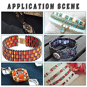 PH PandaHall 2 Hole Seed Beads, 120pcs 6 Styles 5 x 4.5~5.5mm Rectangle Glass Carrier Beads Cube Spacer Beads for Multi-Strand Bracelet Necklace Jewelry DIY Craft Making