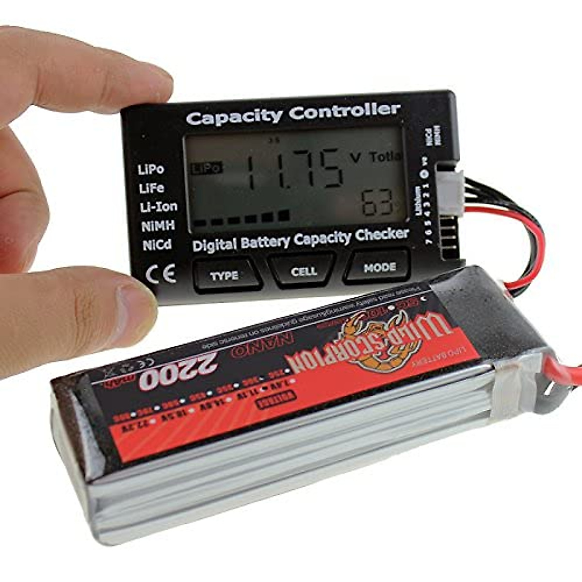 SoloGood RC Cellmeter 7 Digital Battery Capacity Checker Lipo Battery Tester RC Battery Voltage Tester for LiPo/Li-ion/Nicd/NiMH Cell Meter Battery Checker Tester