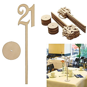 Tinksky 1-40 Wooden Table Numbers with Holder Base for Wedding Home Party Decoration, Pack of 40