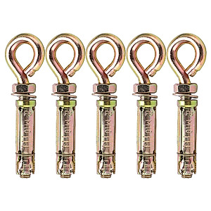 Yuecoom Expansion Bolts, 5Pcs Heavy Duty Anchor Fastener Eye Ring Hanger Screw for Concrete Brick Wall 11x1.6cm