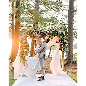 Baby Blue 5 Yards Chiffon Fabric Continuous Sheer Drapery for Rustic Wedding Party Arch Backdrop