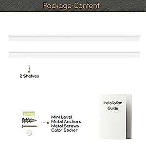 You Have Space Lagos 80" Ledge Wall Shelves, Floating Shelves for Living Room Decor, Bedroom, Office, Ultra Long White Picture Ledge Shelf Set of 2