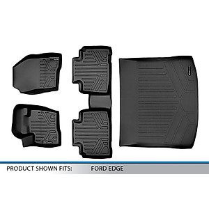MAXLINER Custom Fit 2 Row Floor Mats and Cargo Liner Set Black for 2015-2021 Ford Edge