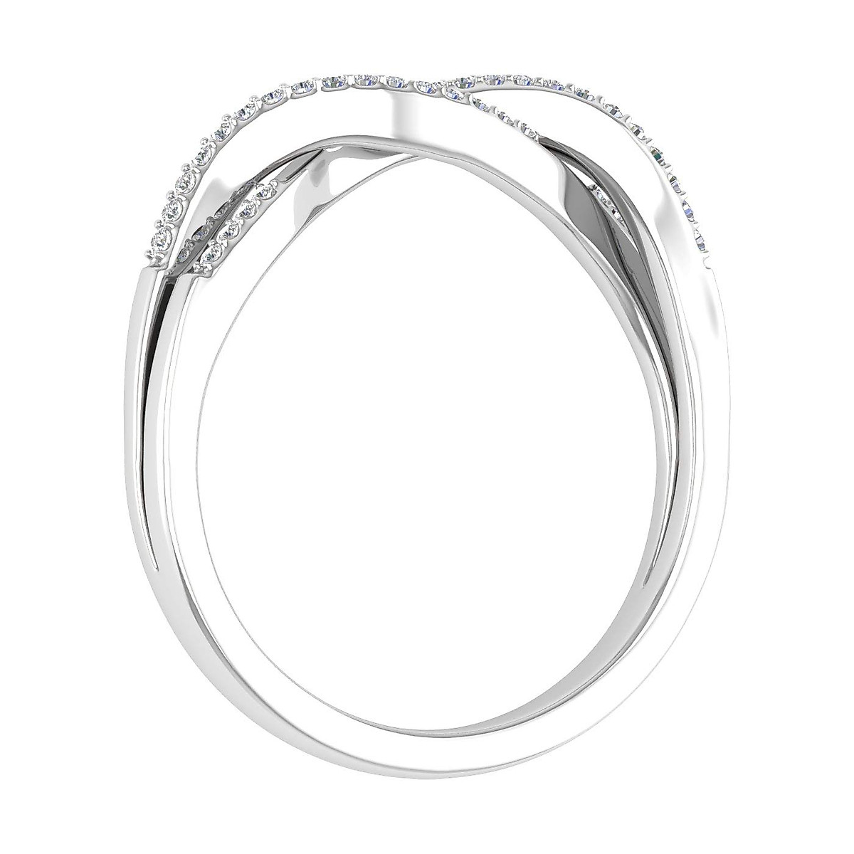 10K White Gold Diamond Twisted Wedding Band Ring (0.13 Carat) (Ring Size 6) (I1-I2 Clarity)