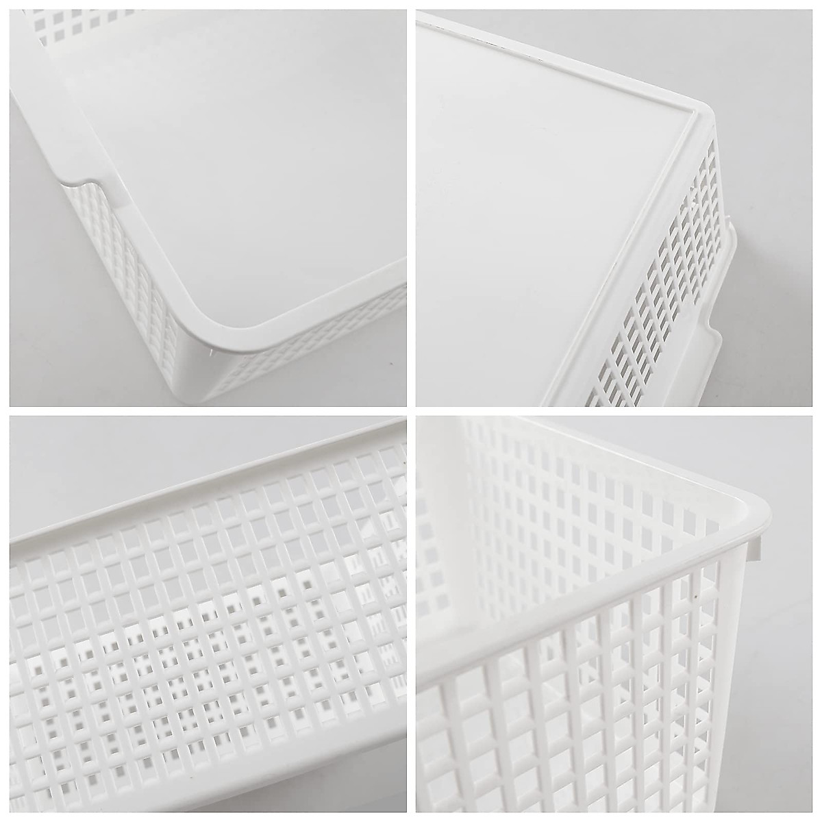 Joyeen 3 Packs Large Organizer Baskets Bins, Plastic Storage Basket (White)