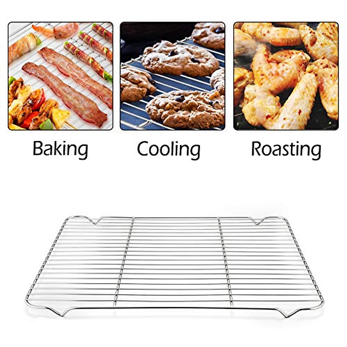 P&P CHEF Baking Rack Cooking Rack Set of 2-16.6''x11.6 Stainless Steel Wire Cooling Drying Roasting Rack, Fits Half Sheet Cookie Pans, Commercial Quality, Oven & Dishwasher Safe