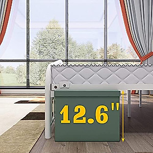 Albearing Metal Platform Bed Frame, Morden Design, Heavy Duty Steel Slat and 9-Leg Support (White, Queen)