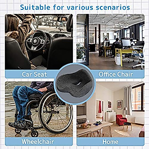 100% Memory Foam Seat Cushion for Office Chair-Coccyx seat Cushion-Pressure Relief Seat Cushion for Long Sitting Hours on Office/Home Chair, Car, Wheelchair(Gray)