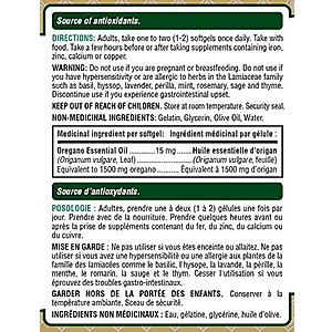 Nature's Bounty Oil of Oregano 1500 mg 90 Liquid Softgels (Packaging May Vary)