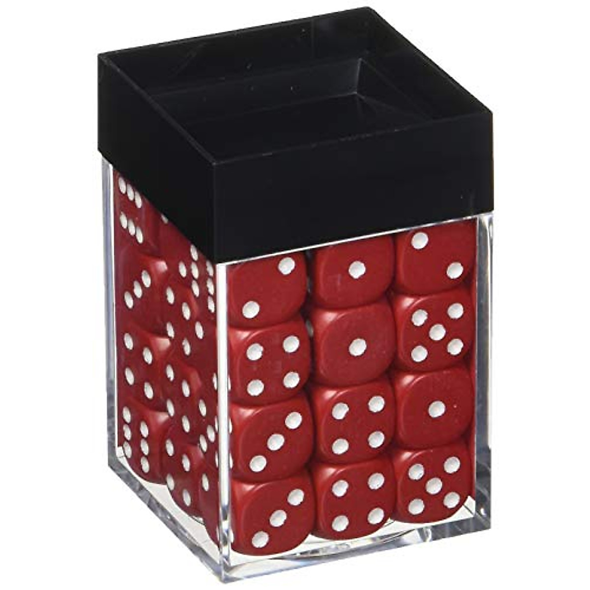 Chessex Dice d6 Sets: Opaque Red with White 12mm Six Sided Die (36) Block of Dice