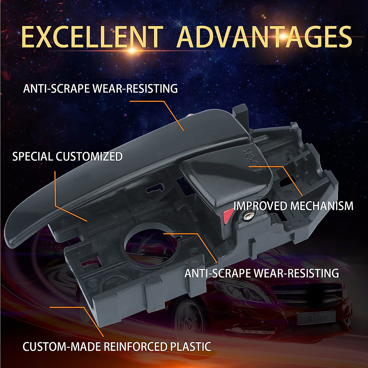 CROSSPASSION Interior Door Handles,Front Left & Right Driver Side,for 2001 2002 2003 2004 2005 2006 for Hyundai Elantra,Replace 83452/83453/826102D000CA/826202D000CA