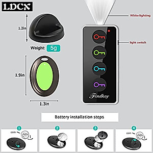 Key Finders,ldcx 85dB Remote Finder Wireless Item Rf Locator Make Noise,1 Rf Transmitter 4 Receivers w/ 131ft Working Range,Anti Lost Tag Key Wallet Pet Smart Tracker w/ Led Flashlight and Key Rings