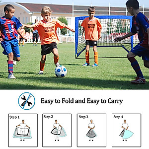 Soccer Goals for Backyard, Portable Soccer Net Set of 2, 4' x 3' Indoor Pop Up Soccer Goal, Soccer Training Equipment with 8 Training Cones, Carry Bag and Soccer Ball