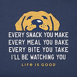 Life is Good Mens Dog Lover Graphic T-Shirt, Cotton Tee, Short Sleeve, Crewneck Shirt, Casual Top, I'll Be Watching You Dog, Darkest Blue, Medium