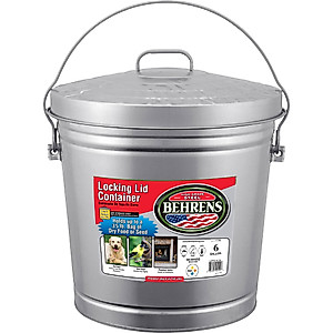 Galvanized Steel Trash Can, 6-Gallon, Multicolor - metal trash can - Trash can with lid - Kitchen Trash can - Outdoor Trash can for Patio - Camping Trash can - metal container with lid.