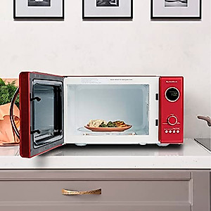 Nostalgia Retro Countertop Microwave Oven - Large 800-Watt - 0.9 cu ft - 12 Pre-Programmed Cooking Settings & Retro 3-in-1 Family Size Electric Breakfast Station, Non Stick Die Cast Grill/Griddle