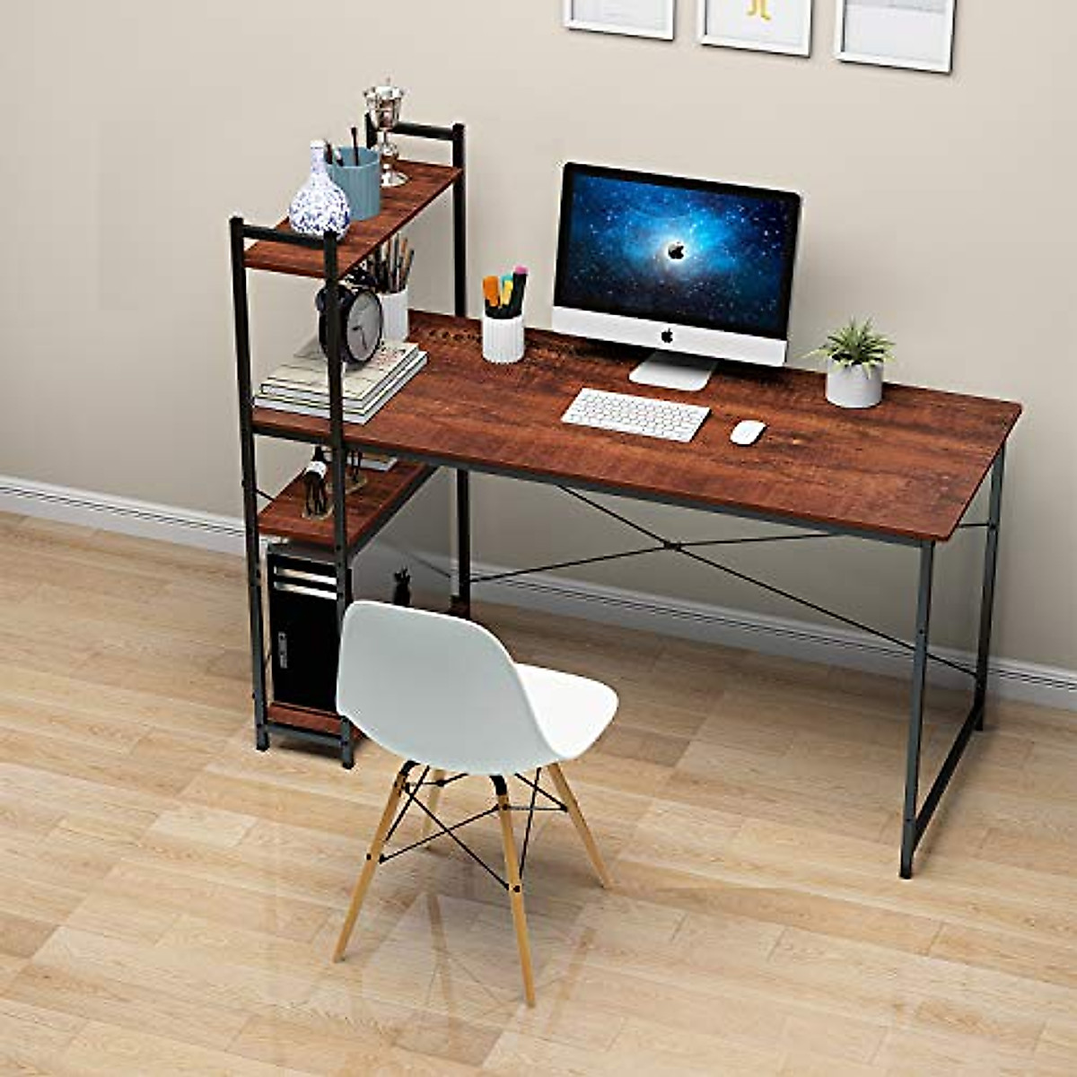 Decoholic Computer Desk with Storage Shelves Modern Simple Style PC Desk for Home Office (55 inch)