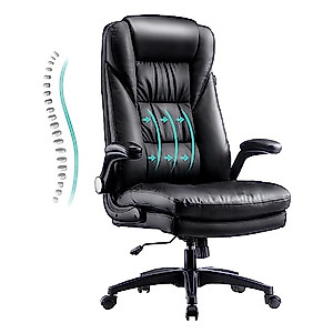 Hbada Executive Office Chair, Big and Tall Desk Chair 400lbs Wide Seat, High Back PU Leather Ergonomic Computer Chair with Adjustable Armrest, 360° Swivel Office Chair Adjustable Height, Black