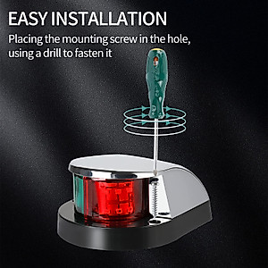 Huazu Boat Navigation Light, Bow Light Bi-Color LED Marine Navigation Light for Pontoon, Skiff, and Small Boat (Silver)