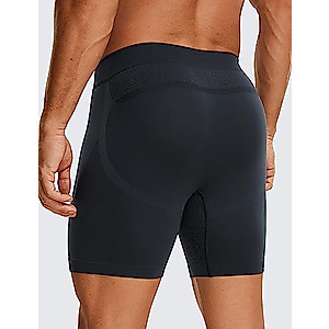 CRZ YOGA Men's Seamless 5" Boxer Briefs Breathable Sports Underwear (3-Pack) Black/True Navy (3pack) Large