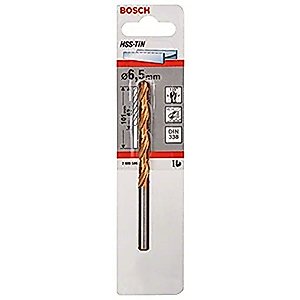 Bosch 2608596716 DIN338 Metal HSS-Tin Drill Bit, 6.5mm x 63mm x 101mm
