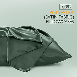 Vonty 2Pcs King Satin Pillowcases - 20x40 Pillow Cases, Forest Green Pillow Cases for Skin Friendly and Hair Protection - Cooling & Silky Satin Pillow Covers with Envelop Closure