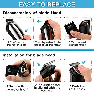 PRITECH Beard Trimmer,6 in 1 Kit Electric Hair Clipper,Cordless Nose Trimmer Mens Grooming Trimmer for Beard Head Face and Body Waterproof IPX6 USB Rechargeable LED Power Display