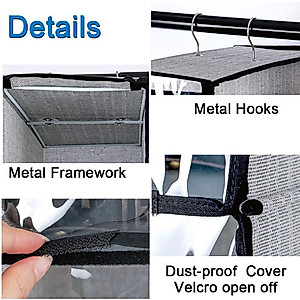 Dearjana 4 Tier Handbag Purse Organizer with Dustproof Cover, Foldable Hanging Closet Wardrobe Storage Shelves Closet Storage System for Living Room Bedroom Home Use, Brown