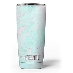 Design Skinz Teal Slate Marble Surface V23 - Skin Decal Vinyl Wrap Kit Compatible with The Yeti Rambler Cooler Tumbler Cups