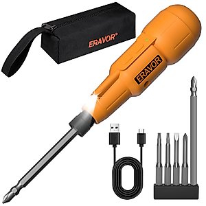 ERAVOR 3.6V Electric Screwdriver Cordless, Rechargeable Power Screwdrivers Set With Tool Bag, Cordless Screwdriver Tool Kit w/LED, 1/4" Hex Magnetic Bit Holder, Automatic Manual Use for Home Repairs