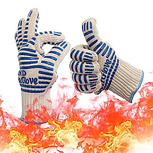 VIGIND BBQ Gloves - 932℉ Extreme Heat Resistant Grill Gloves,Silicone Non-Slip Cooking Gloves,Hot Surface Handler Grill Gloves for Baking,Cooking and Welding Camping,Fit for Women