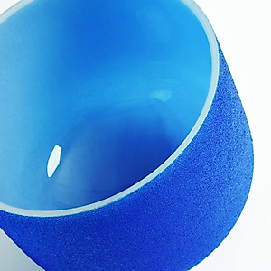 TERRITORY G Note Throat Chakra Blue Colored Quartz Frosted Crystal Singing Bowl 8 inch