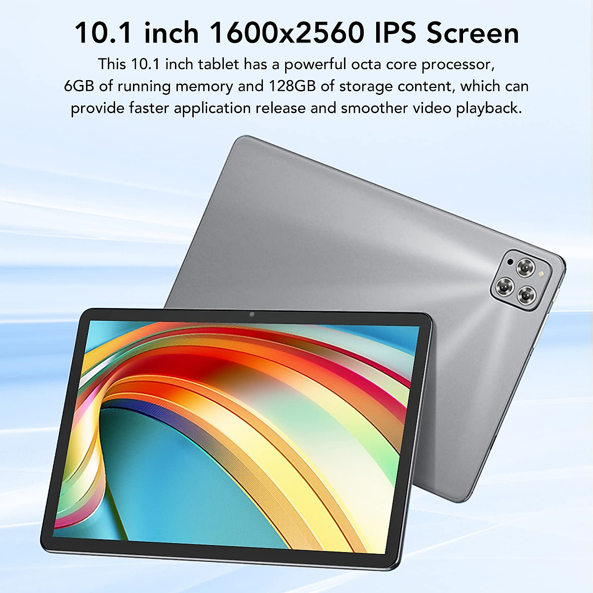 10.1 Inch Tablet 6G RAM 128G ROM 1600x2560 Octa Core, 5G WiFi, Calling, Android10.1 (US Plug)