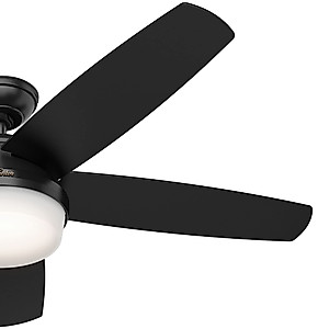 Hunter Fan 52 inch Contemporary Matte Black Indoor Ceiling Fan with Light Kit and Remote Control (Renewed)
