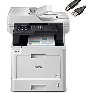 Brother MFC-L8900CDW Business Laser All-in-One Color Printer, Print Scan Copy Fax, Automatic Duplex Printing, 5 Inch Color Touchscreen, 33 ppm, 512MB, Bundle with Cefesfy Printer Cable