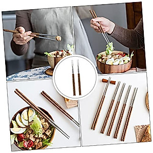 BESTonZON 2 Pairs Stainless Steel Splicing Chopsticks Metal Chopsticks Camping Dinnerware Japanese Food Chop Sticks Stainless Steel Chopsticks Table Silverware Household Flatware Home Supply