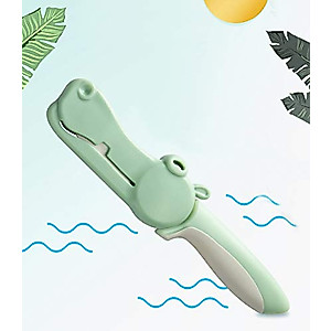Premium Ceramic Knife 4 inches, Kitchen Paring Knife - Ultra Sharp Fruit Knife for Vegetable Food with Hippo Shaped Cover, Small Portable Pairing Knives Food knife with Sheath, Green, by Jonbyi