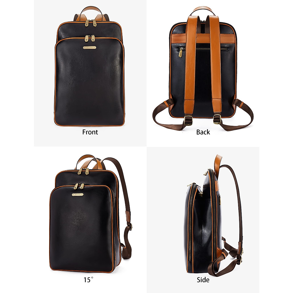 BOSTANTEN Womens Laptop Backpack, 15.6 inch Leather Computer Back Pack Business College Daypack Vintage Large Travel Bag