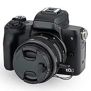 49mm Front Lens Cap Cover with Deluxe Cap Keeper for Canon EOS M50 M5 M6 Mark II M200 M100 with Kit Lens EF-M 15-45mm f/3.5-6.3 is STM, for Canon R50 R10 with RF-S 18-45mm Lens & More 49mm Lenses